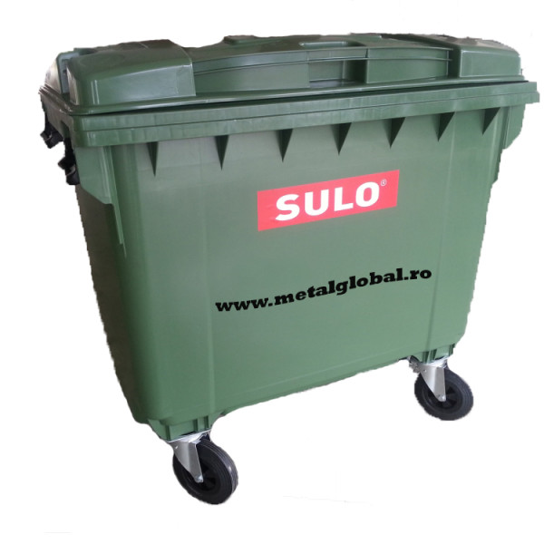 Container 1100 litri din plastic cu capac plat - Metal Global